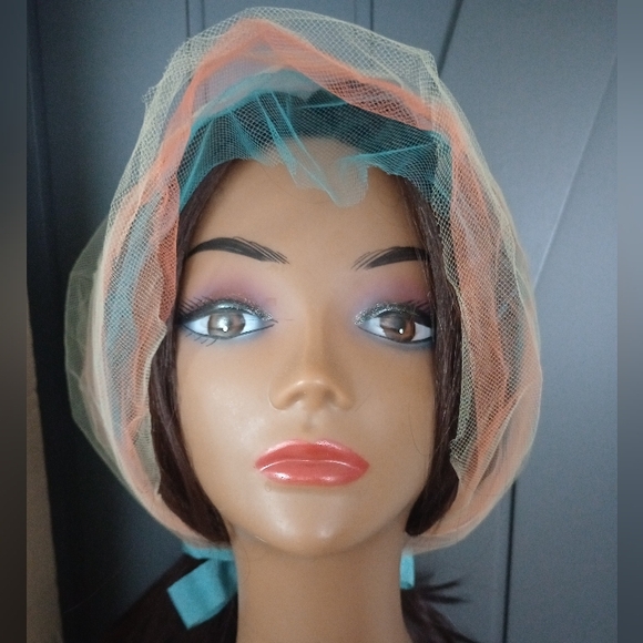 Vintage | Accessories | Vintage 6s Mesh Glamor Bonnet Yelloworangeblue ...